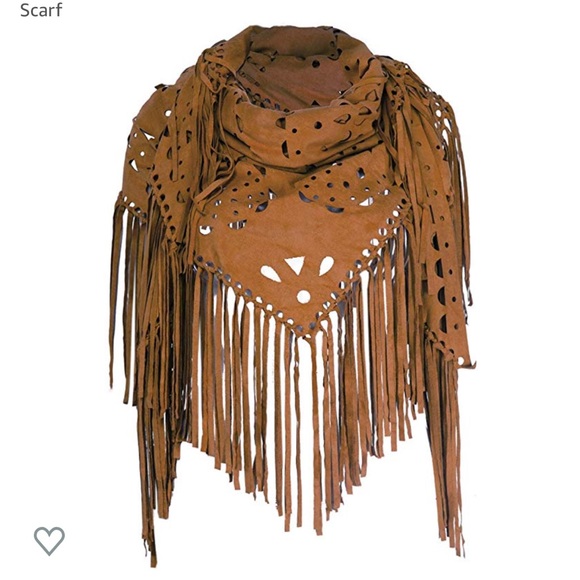 Choles | Jackets & Coats | Choles Suedetta Laser Cut Fringed Cut Shawl ...
